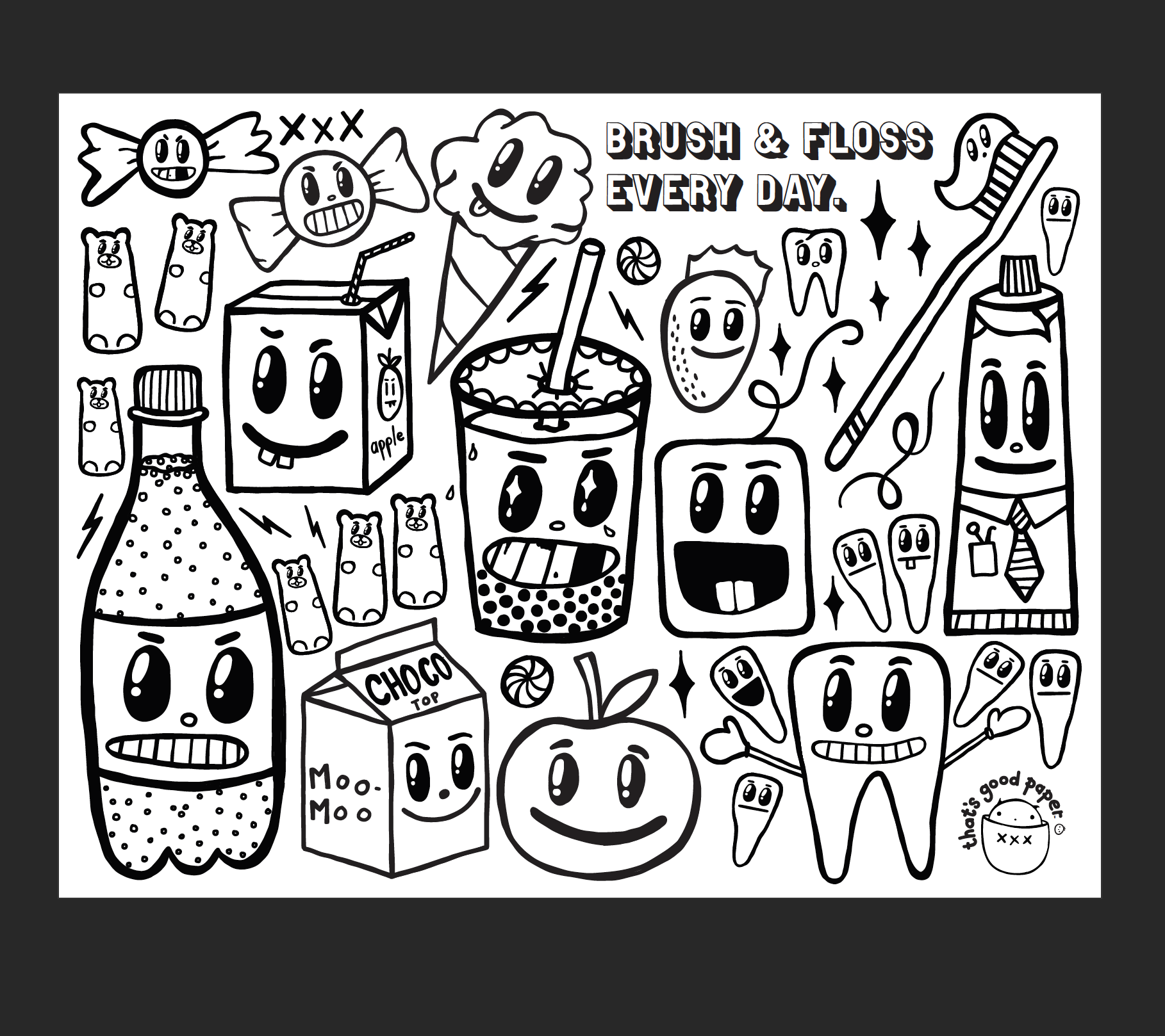 Brush & Floss Coloring Pages DIGITAL DOWNLOAD | Jessica Yamasaki